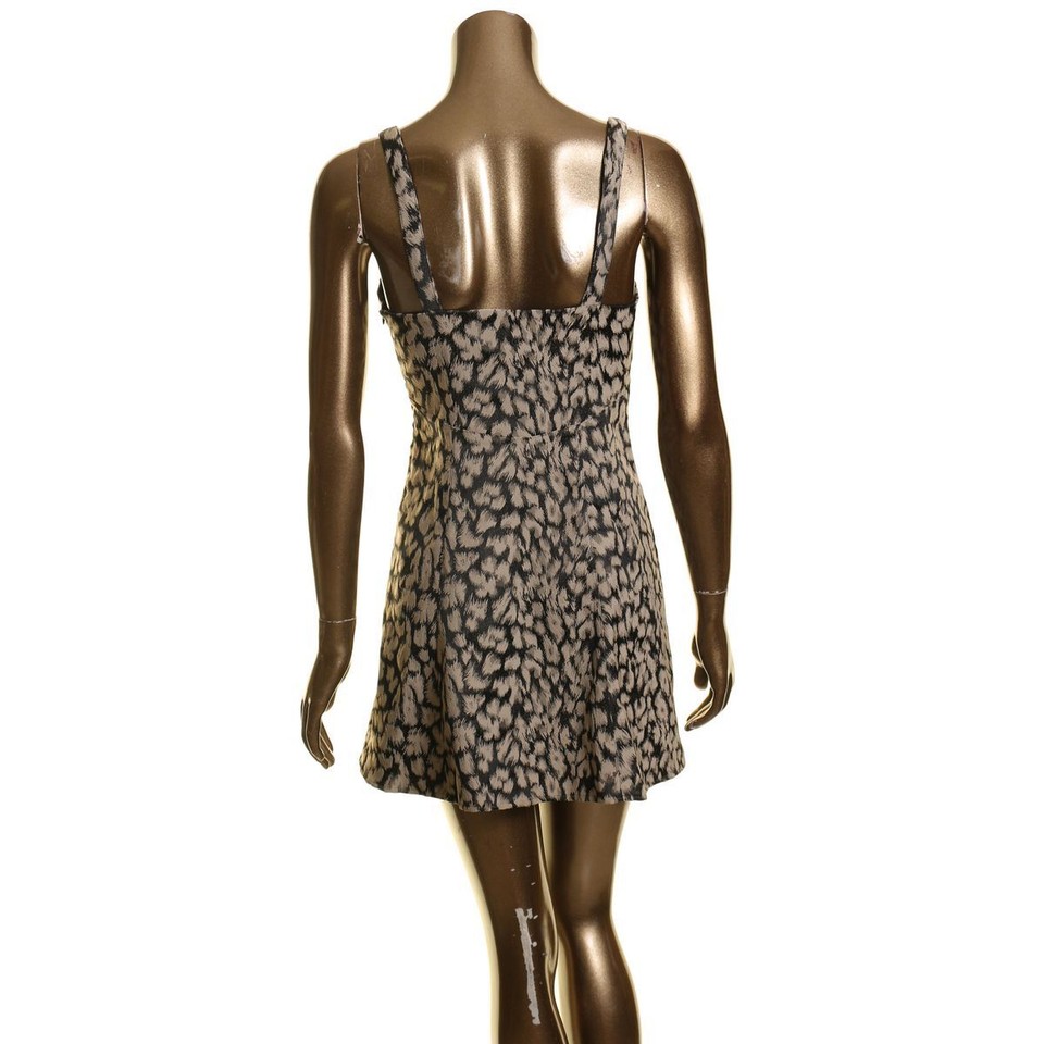 FREE PEOPLE NEW Women's Animal Print Split V-neck Fit & Flare Dress TEDO | eBay