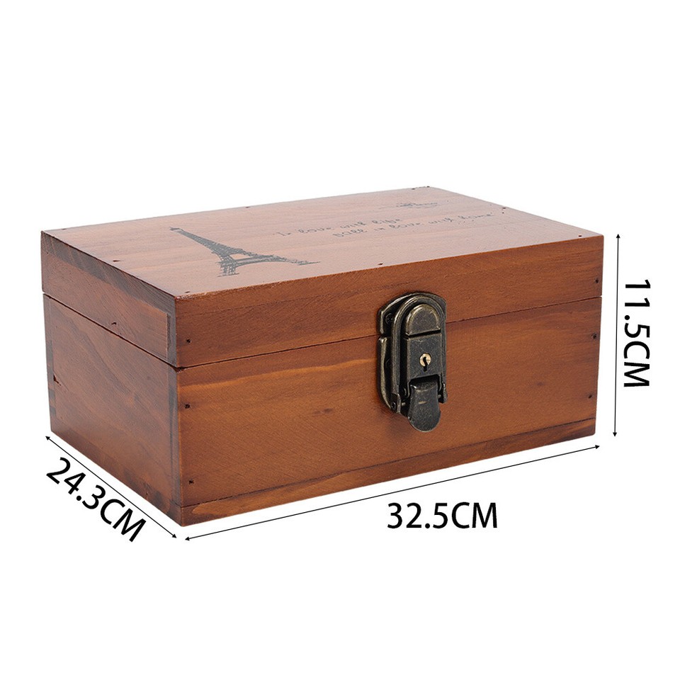 Rectangle Retro Vintage Wood Boxes Desktop Wooden Storage Keepsake Box ...