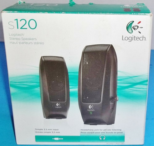 NIB LOGITECH S120 DESKTOP COMPUTER MULTIPURPOSE STEREO SPEAKER SYSTEM ...