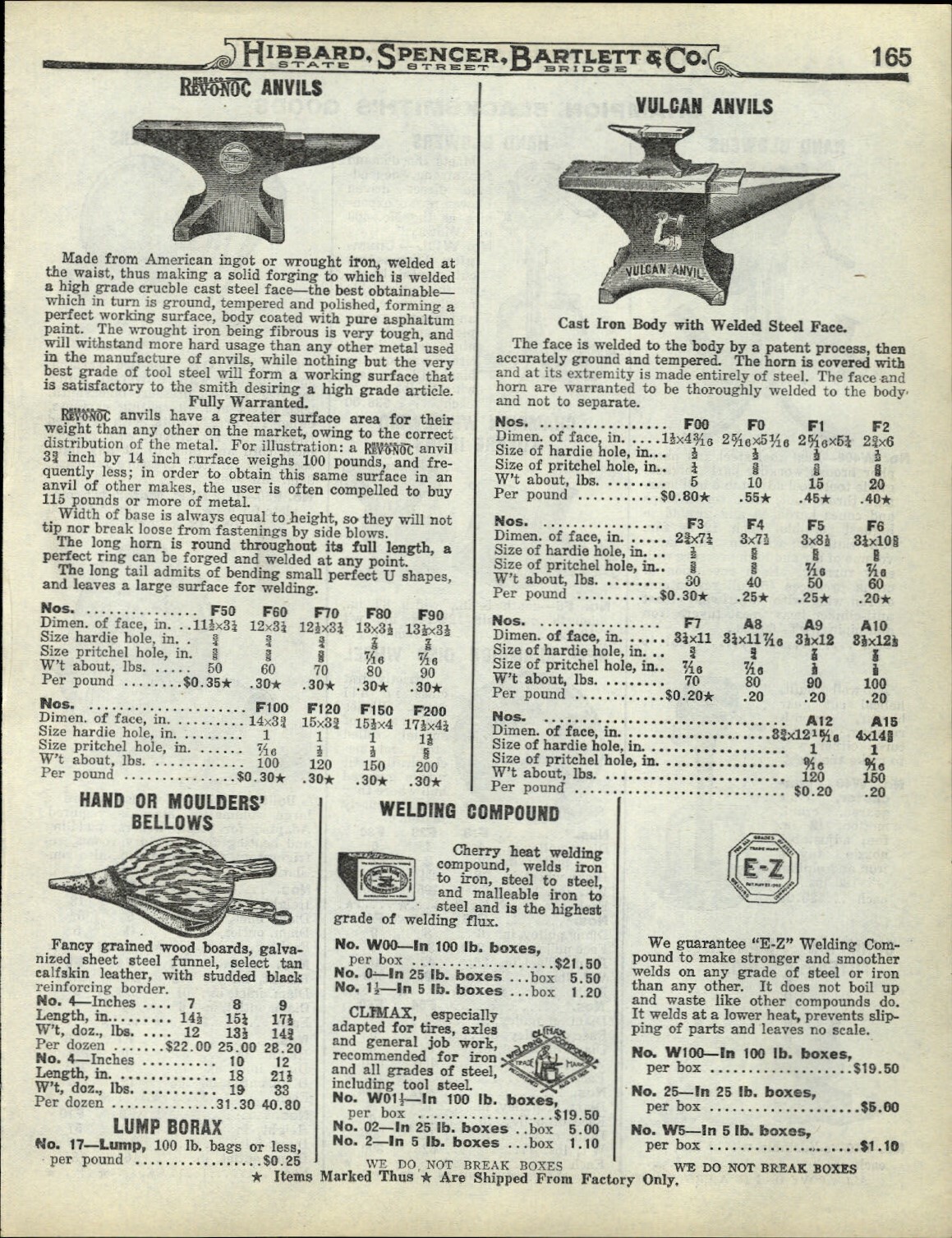 1922 PAPER AD Anvil Anvils Vulcan Rev-O-Noc 5# to 150# | eBay