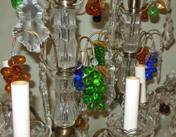Antique PAIR LAMPS Girandoles CRYSTAL FRUIT Clusters PRISM FRANCE ...