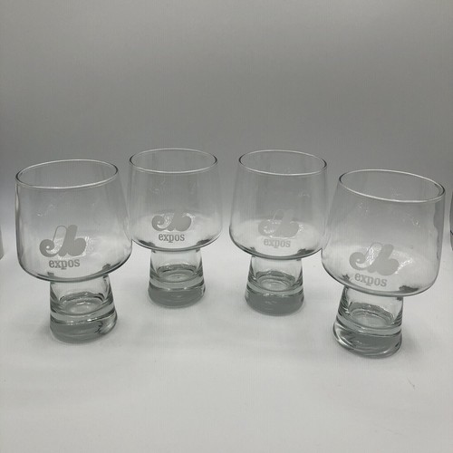 Vintage MLB Baseball Montreal Expos Etched Glass Set of 4 Glasses ...