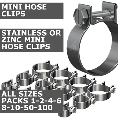 Mini Hose Clip Jubilee hose Clamps Fuel Line Diesel Petrol Pipe 1 2 4 8 ...