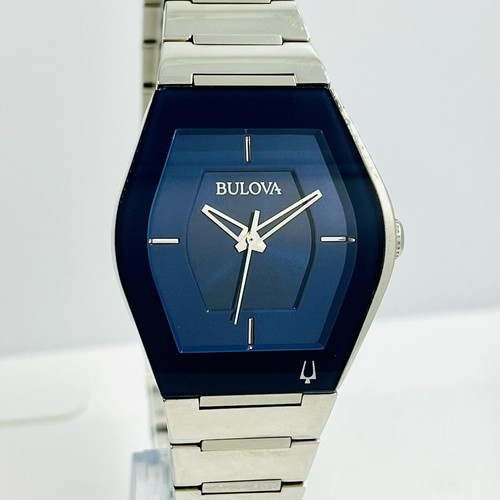 Bulova Women's Gemini Blue Dial Stainless Steel Silver 30mm Watch ...