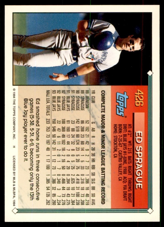 1994 Topps Gold. Ed Sprague A Baseball Cards #426 | eBay