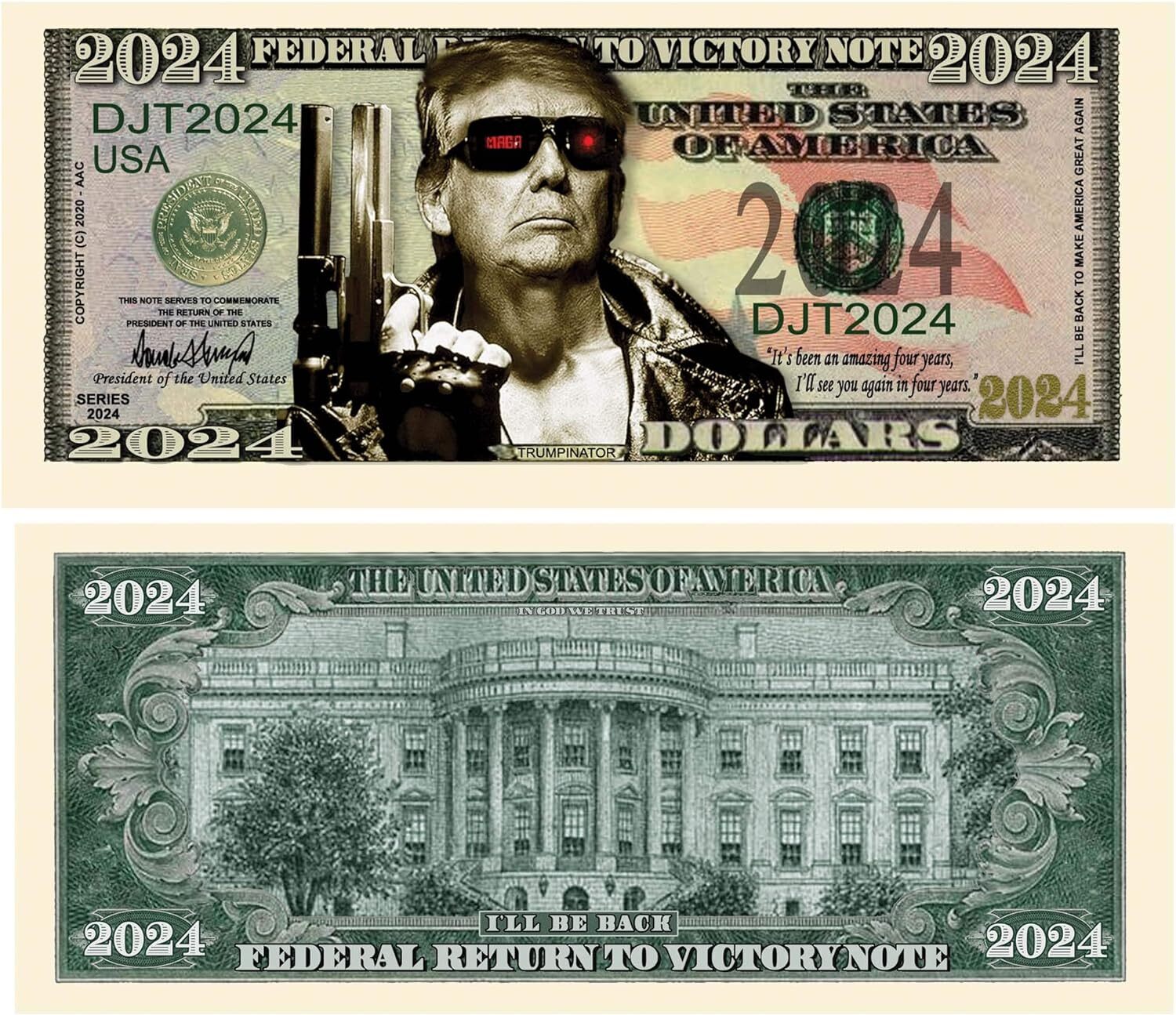 100 - President Donald Trump “Trumpinator" Novelty Play Money Bills ...