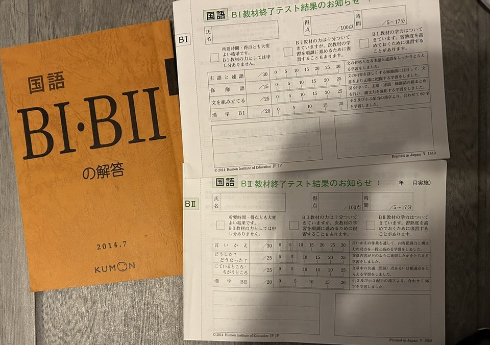 Kumon Japanese 400 worksheets - B1 /BII level, answer book, Material ...