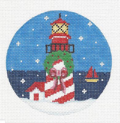 Candy Stripe Lighthouse handpainted Needlepoint Ornament Canvas by ...