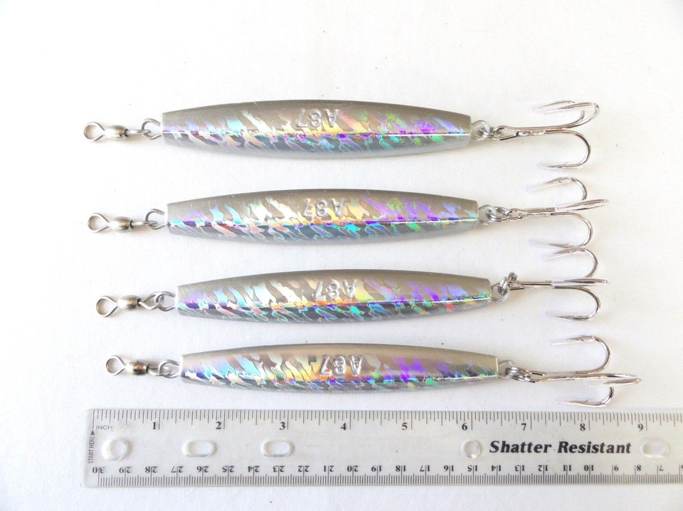 Diamond Jig 8oz Holographic Saltwater Fishing Lures w/ Treble Hook ...