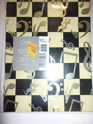 New Vintage Carlton Cards Wrapping Paper Gift Wrap Metallic Music ...