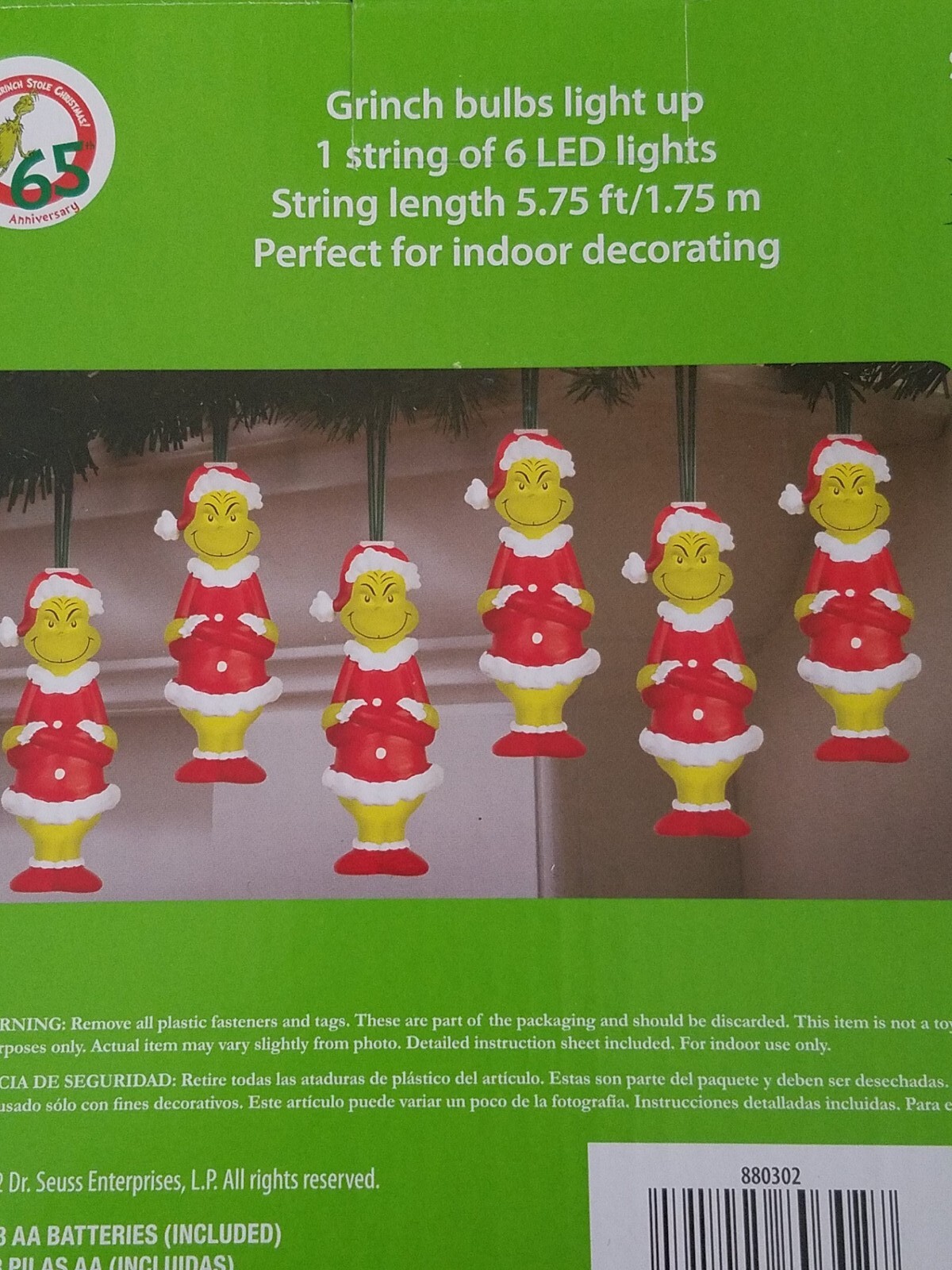 Gemmy Dr. Seuss Grinch Holiday Light String - 6 LED Grinch | eBay