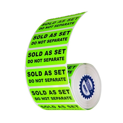 Sold as a Set Do Not Separate Labels Stickers by Kenco 3" X 1 ...
