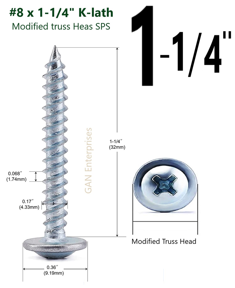 Modified Truss Head Phillips Self piercing sharp point screws #8 x 1/2 ...