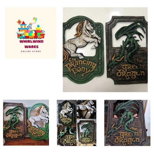 Rustic Themed Pub Signs - Lord of The Rings Prancing Pony & Green ...