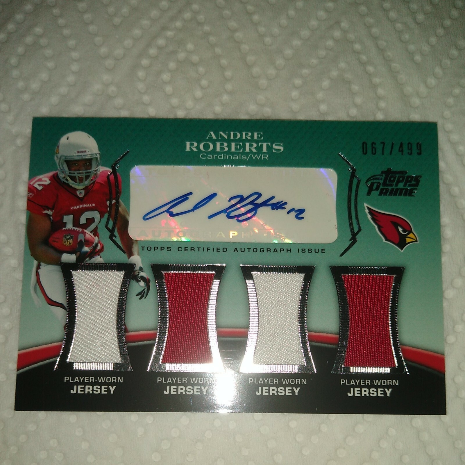 Andre Roberts 2010 Topps Prime Jersey Autograph Rookie Cardinals ...