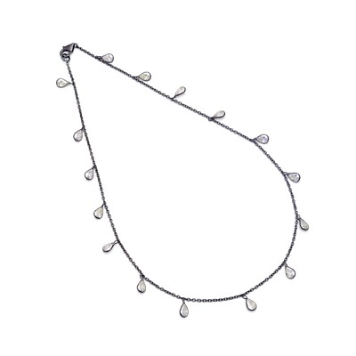 White topaz Silver Chain,Topaz Drop Chain,White topaz Drop Necklace ...