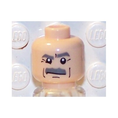 LEGO - Minifig, Head Moustache Gray Bushy, Gray Eyebrows - Light Flesh ...