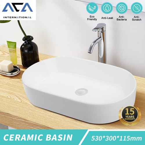 530x330mm Vanity Counter Top Hand Wash Basin Gloss White Ceramic ...