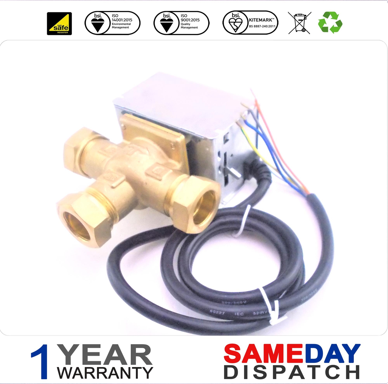 Central Heating 3 port 22mm Mid-Position Valve ALT Replacement for ...