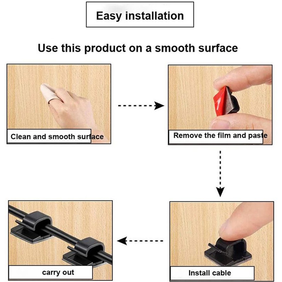 WIRE NYLON CLIPS FOR CABLE SELF ADHESIVE CONDUIT NATURAL BLACK 50PCS v ...