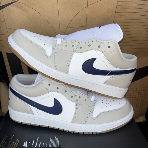 NEW Nike Air Jordan 1 Low White Midnight Navy NBY 553558-146 Men's Size ...