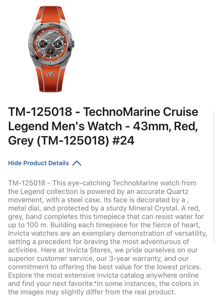 TechnoMarine Cruise Legend Men’s Watch 43mm Red, Grey TM-125018 | eBay