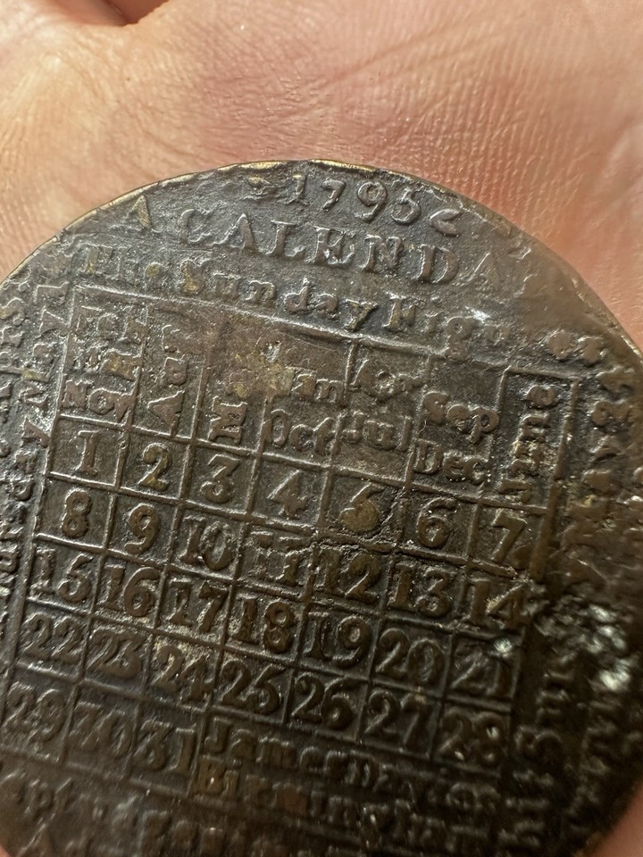 1795 Calendar Sunday Figures James Davies Medal RARE Available ...