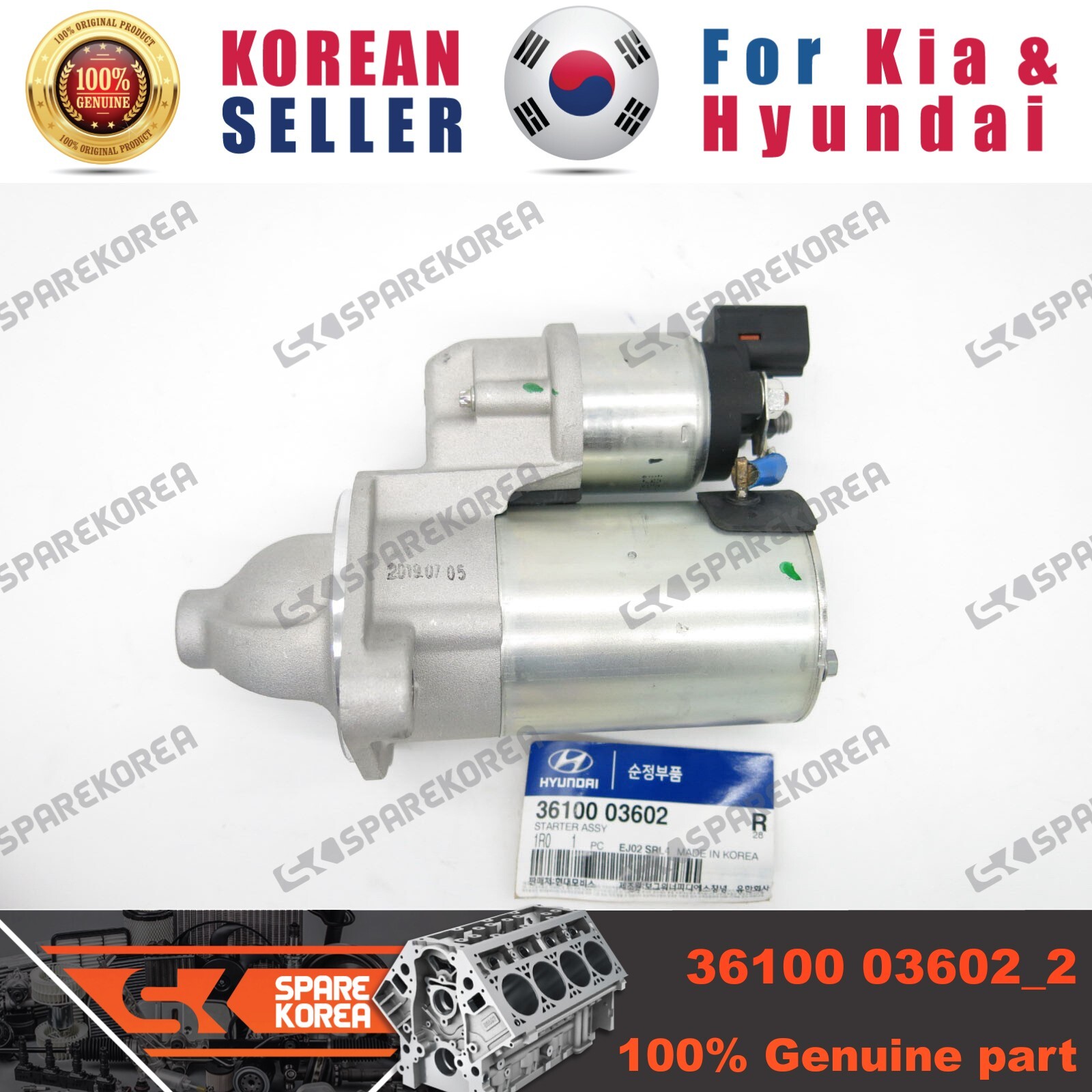 Genuine/OEM 3610003602 STARTER ASSY for Hyundai New Accent | eBay