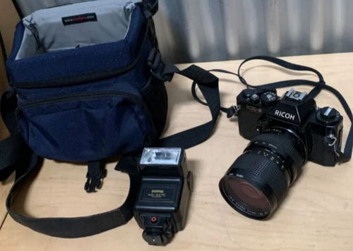 Ricoh KR 5 Super 35mm Film Super Camera w/ Sunpak Flash + Rikenon P ...