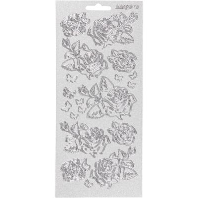 Silver Perlemor Solv Self Adhesive Roses Peel Off Stickers Sheet Card ...