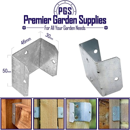 Garden Fence Panel Post Clips 46x50mm Secure Fencing/Trellis Wood Posts ...