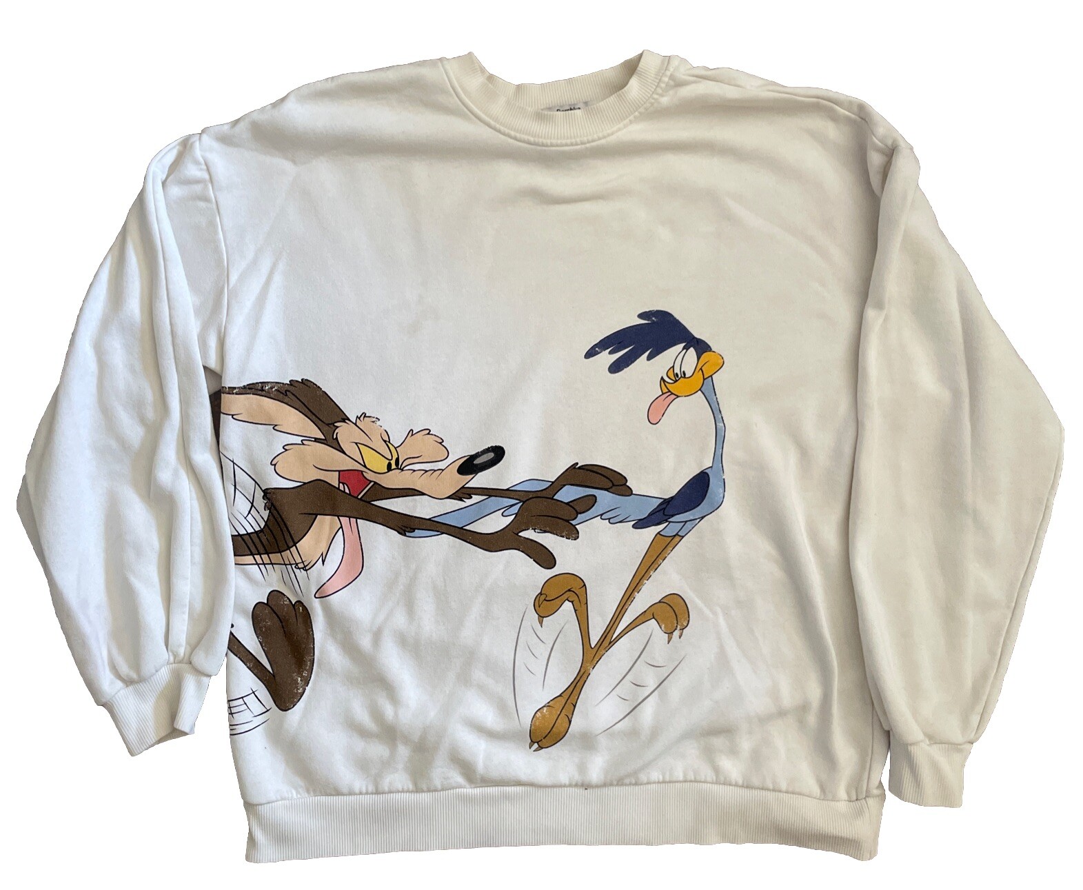 Looney Tunes Road Runner Taz Bershka Men’s White Swea… - Gem