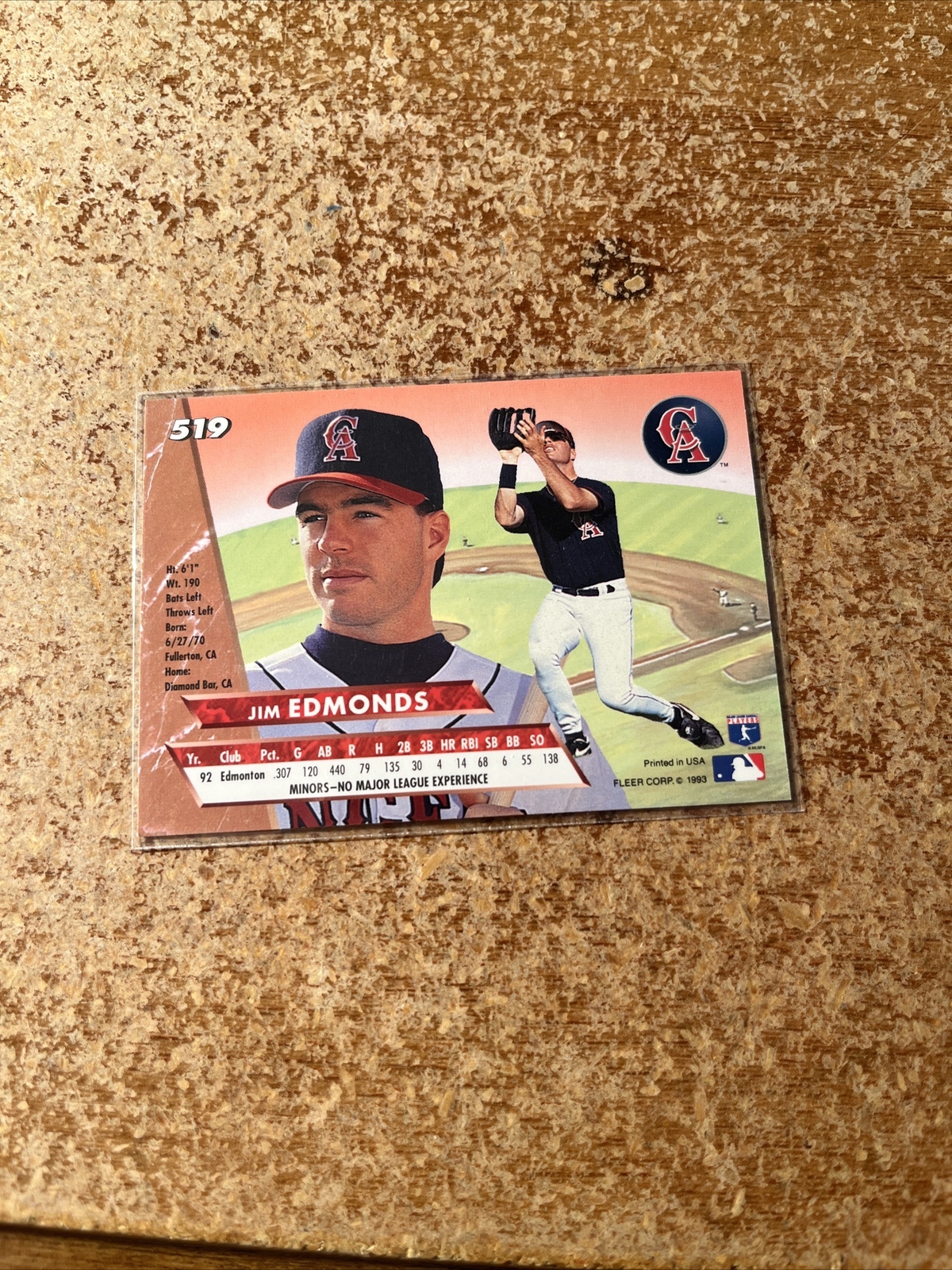 JIM EDMONDS - 1993 Fleer ROOKIE card #519 California Angels (RC) | eBay