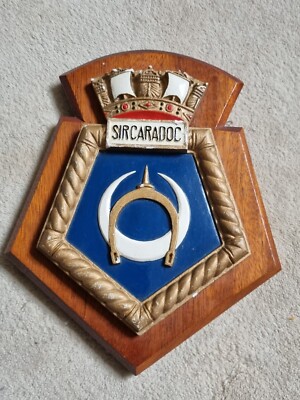 LARGE VINTAGE ROYAL FLEET AUXILLERY RFA SIR CARADOC CREST SHIELD WALL ...