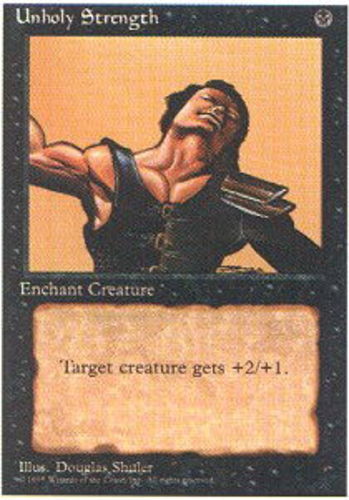 Moderate Play, English MTG Regular Unholy Strength 4th Edition Magic ...