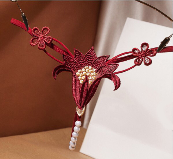 Perlen String ouvert transparent Dessous Slip sexy Schwarz Reizwäsche S ...