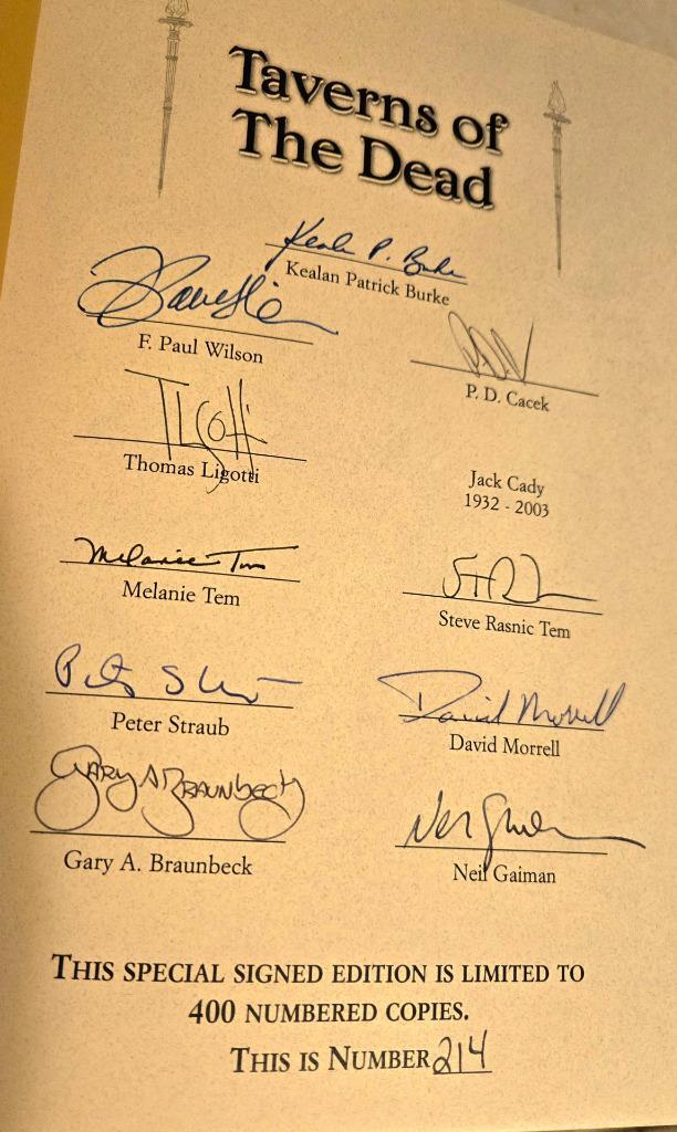 NEIL GAIMAN Taverns Of The Dead PETER STRAUB Signed Slipcased Hardcover ...
