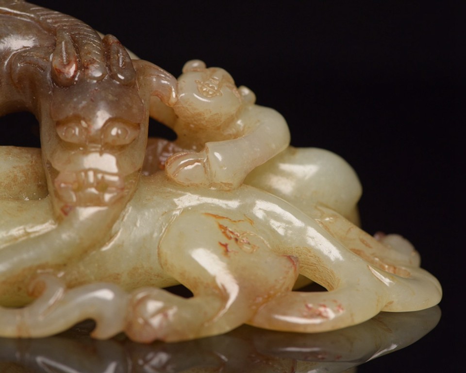 Certified Natural Hetian Jade Hand-carved Exquisite Dragon Statue 12313 ...