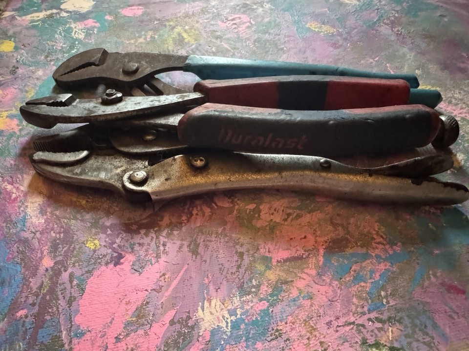 Lot Of 3 Used Tools • Vice Grips, Duralast Pliers, Channel Locks | eBay