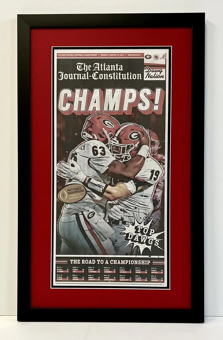 2022 UGA Bulldogs CFP National Championship Framed REAL AJC Newspaper ...