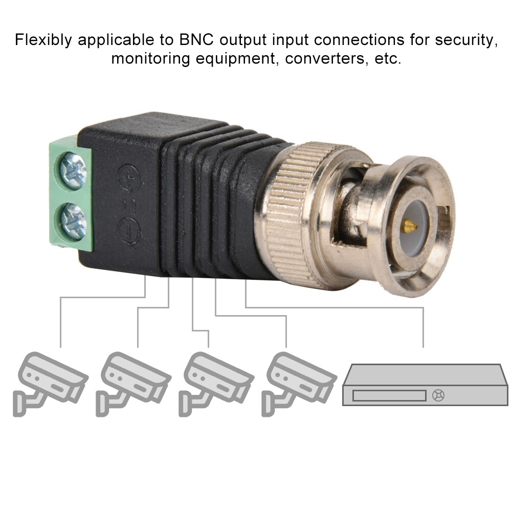 BNC Male Connector Screw Terminal Coax Video Balun Adapter SNT | eBay