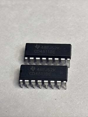 Pair Texas Instruments CD4511BE BCD-to-7-segment Decoder Driver IC Chip ...