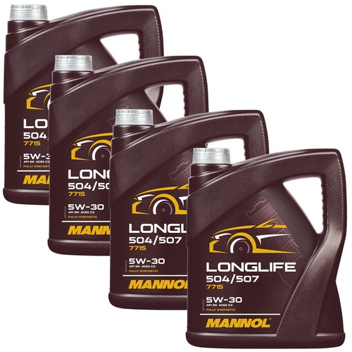 4x Mannol Longlife 5W30 504/507 C3 Engine Oil Fully Synthetic 7715 5L ...