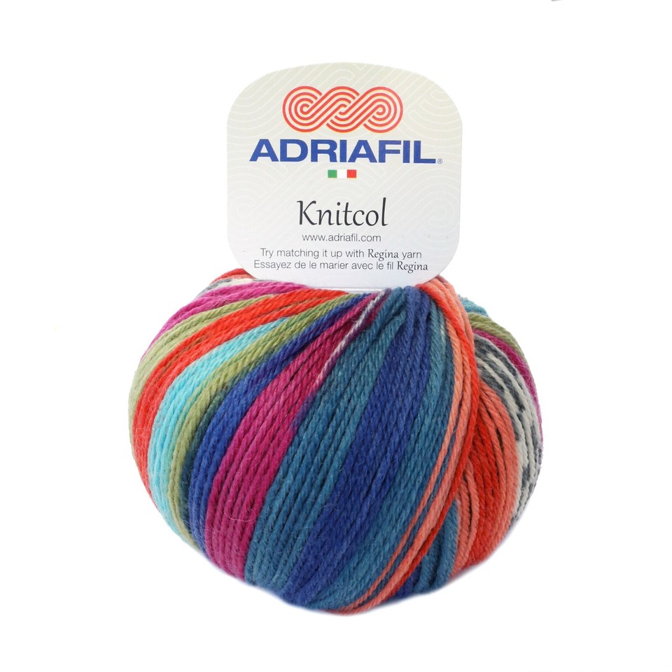 100% Italian Merino Wool Yarn - 50g Adriafil Knitcol DK Self-Striping ...