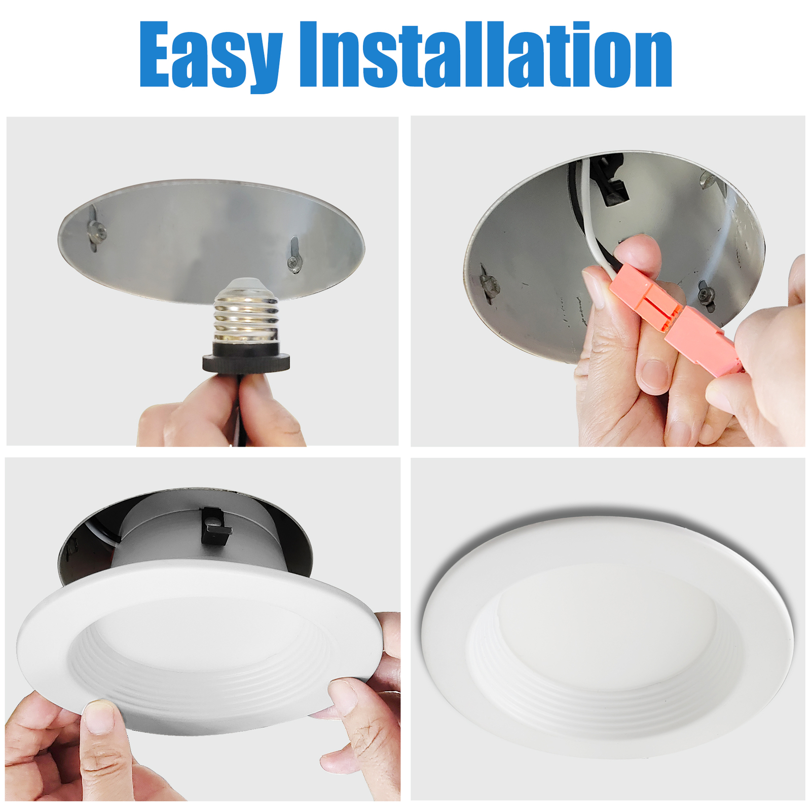 6/12 Pack 4'' LED Can Light Retrofit 5CCT Baffle Trim Matte White ...
