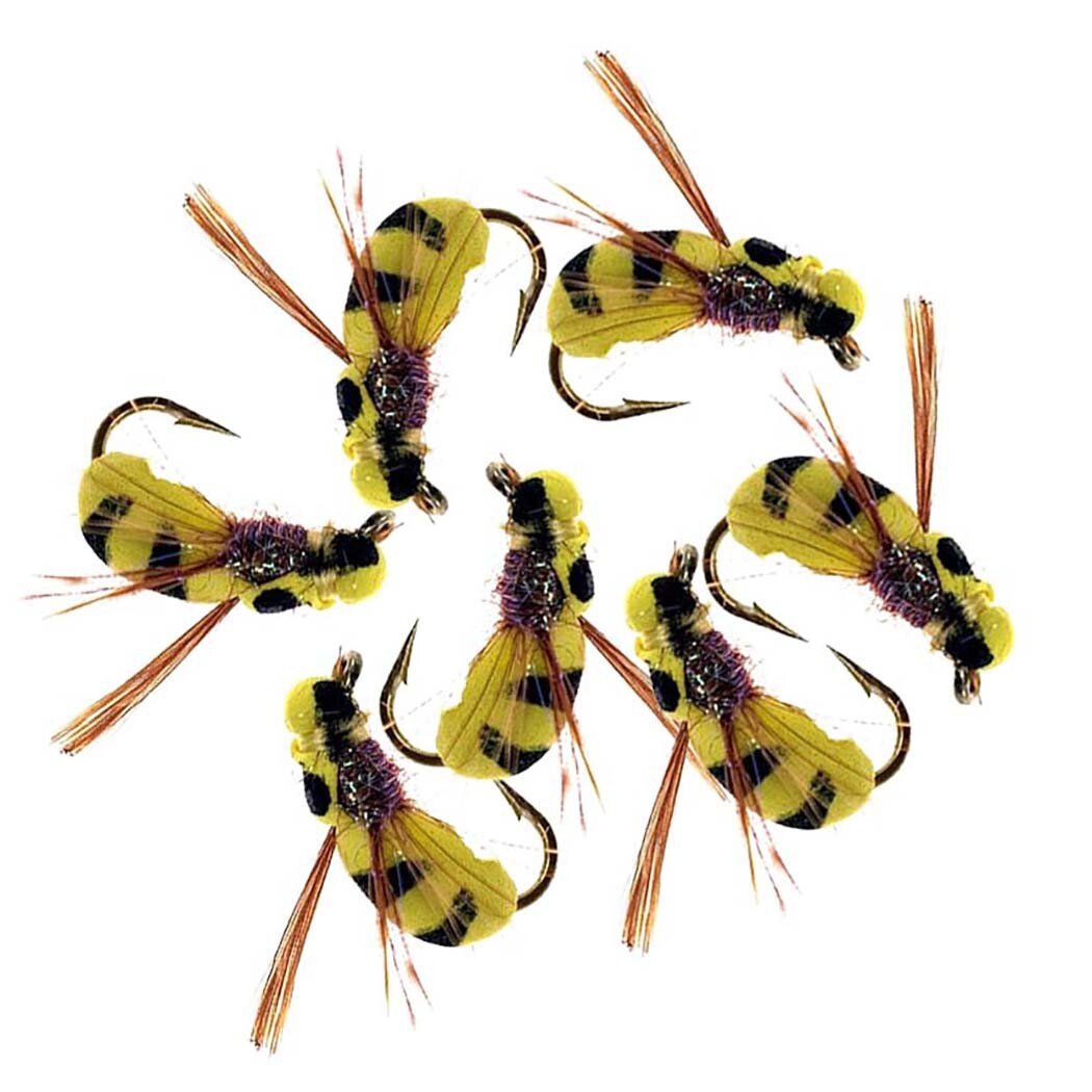 25Pcs/Box Yellow Simulation Bee Dry Fly Floating Foam Flies Trout/Bass ...