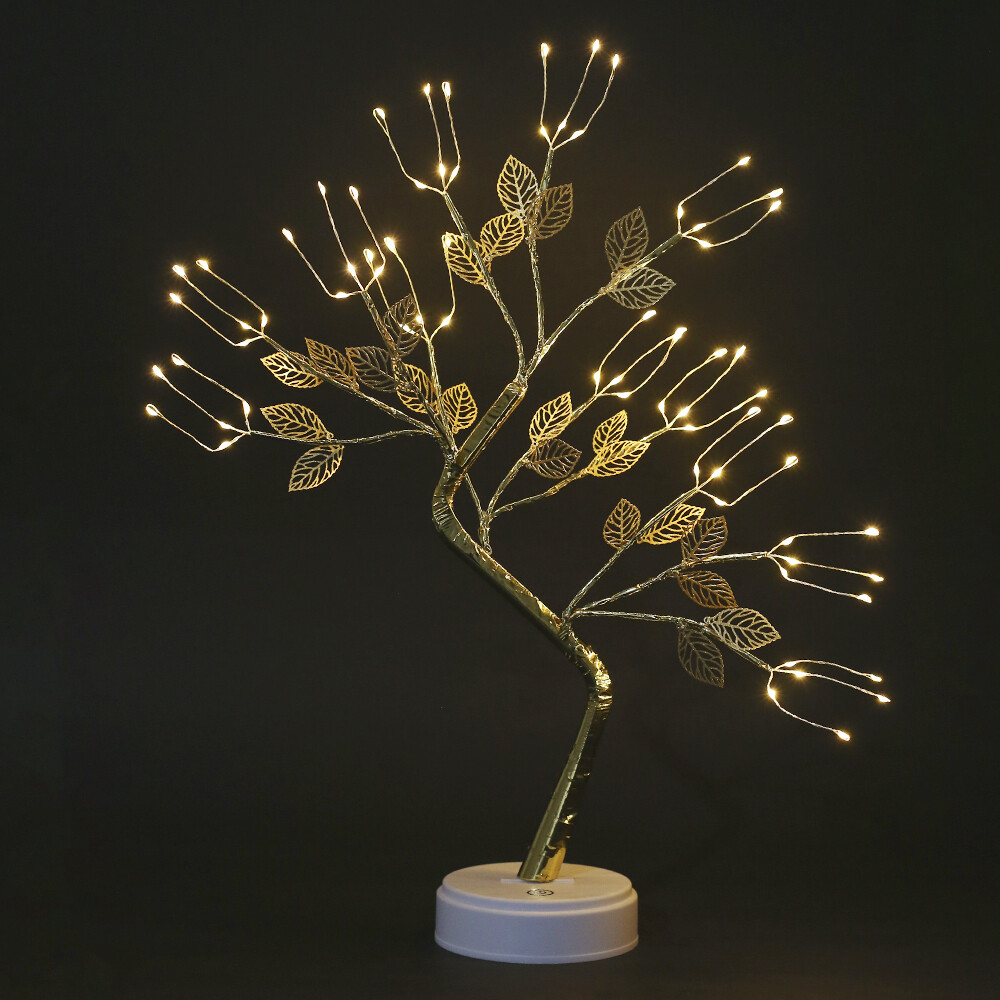 72 LED Night Light Tree Table Desk Lamp Silver Branch Battery USB Party ...