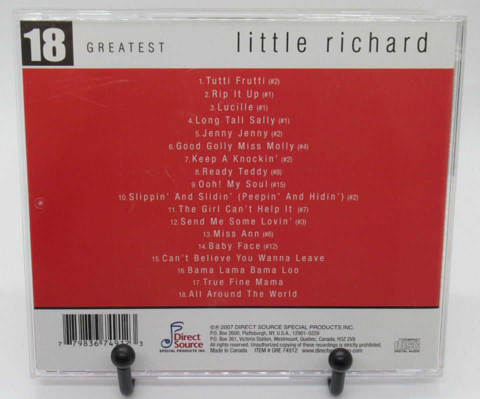 LITTLE RICHARD: 18 GREATEST HITS MUSIC CD, TUTTI FRUTTI GOOD GOLLY ...