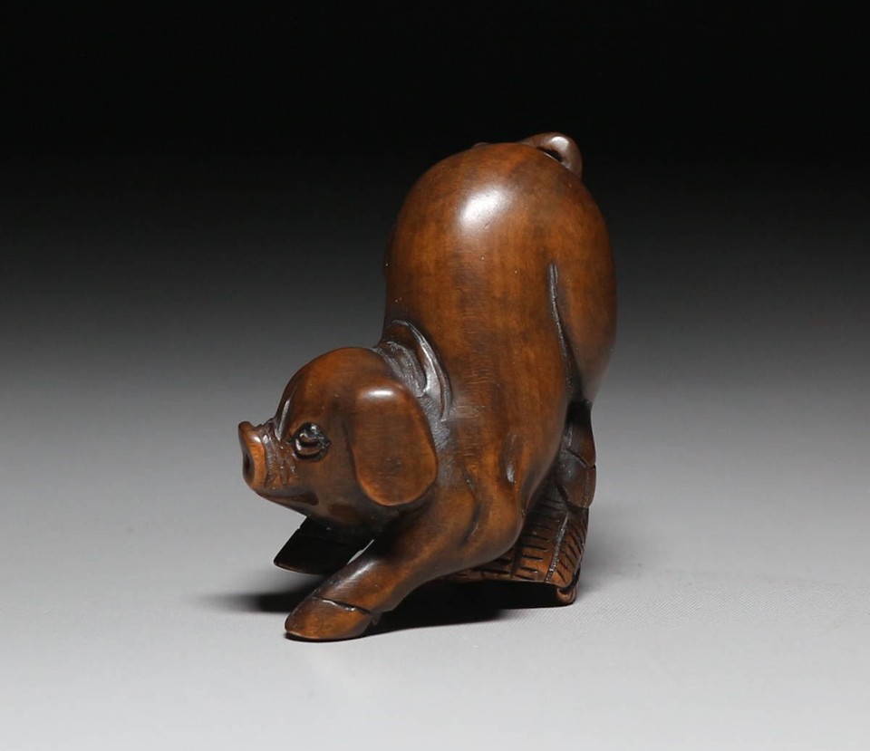 Pig 46 mm Netsuke Japanese Traditional Wood Carving Artworks Boxwood ...