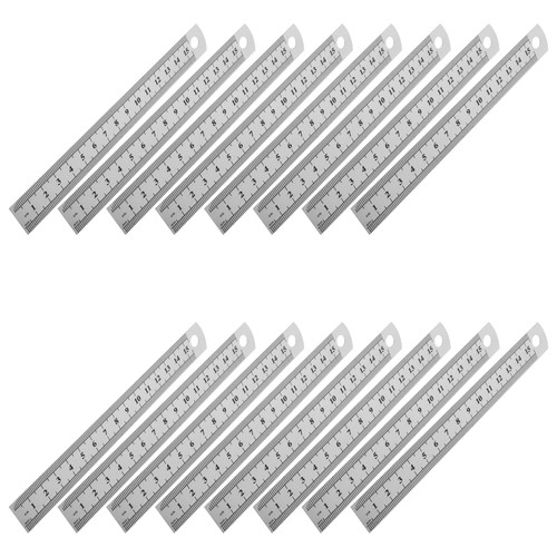 30 Pcs Stainless Steel Ruler 15 cm Straightedge Tool for Drawing Scale ...